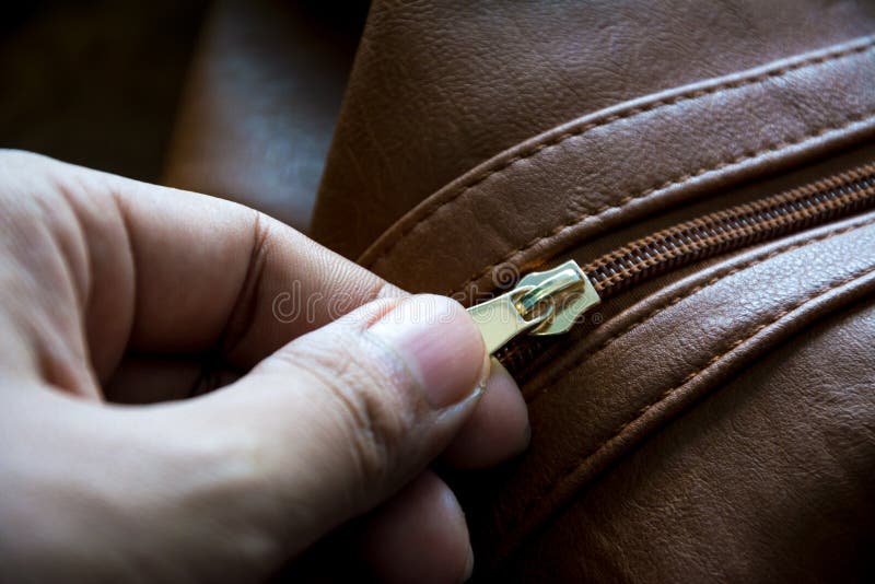 Open the Zip Close Up View Use for Concept Travel Stock Photo - Image ...