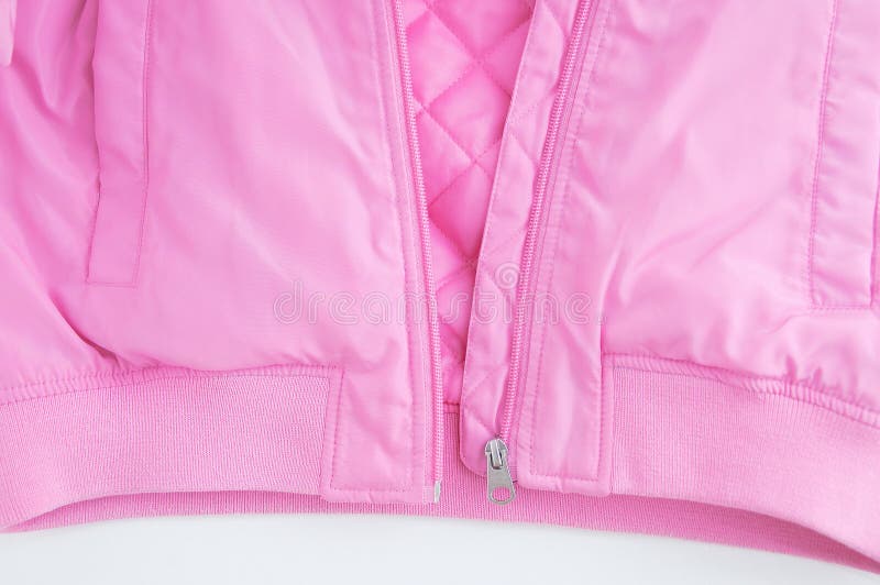 Open Zip on a Lined Pink Jacket Stock Photo - Image of jacket, style ...