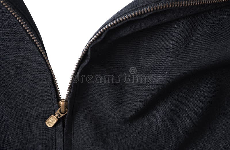 Open zipper black Jacket stock image. Image of close - 97069711