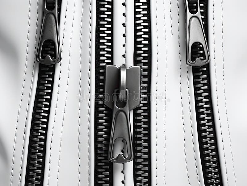 An Open Zipper with a Black and White Background Stock Illustration ...