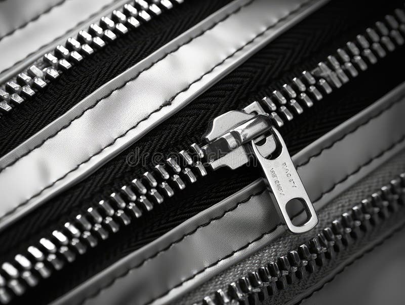 An Open Zipper with a Black and White Background Stock Illustration ...