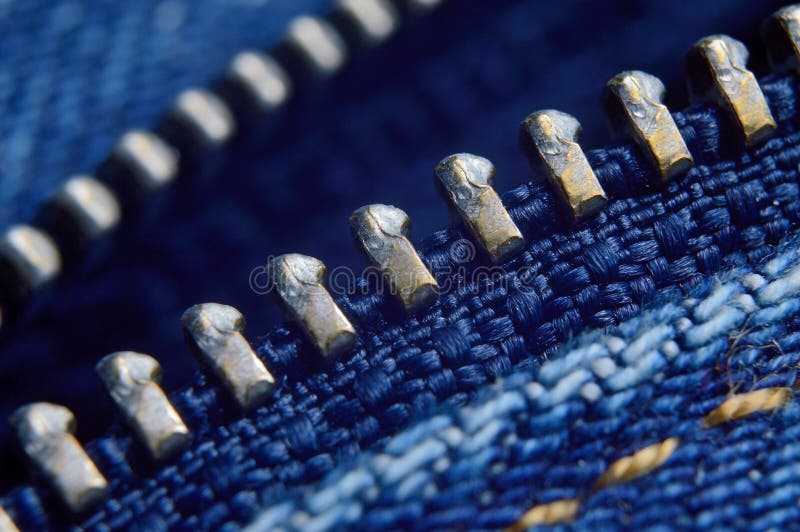 Open Zipper with Blue Jeans Stock Photo - Image of join, textured ...
