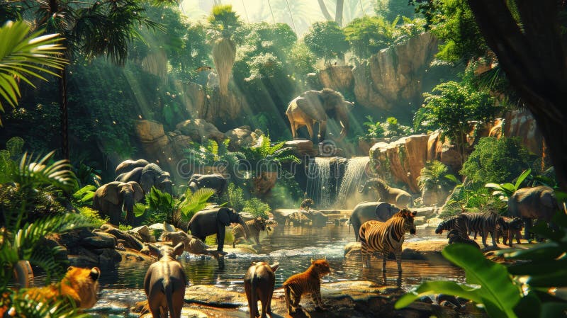 Open Zoo with a Diverse Range of Animals Coexisting in a Natural ...