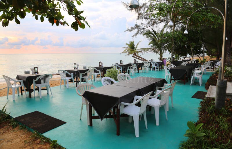 Openair Beach Restaurant Sea View Stock Photo - Image of tropics, cafe ...