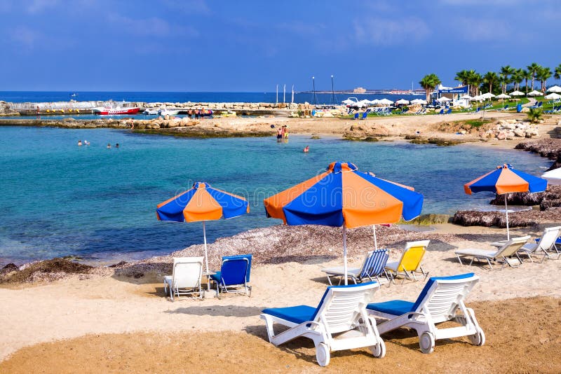 Openbaar Strand Pachyammos in De Ochtend Paphos Cyprus Redactionele ...