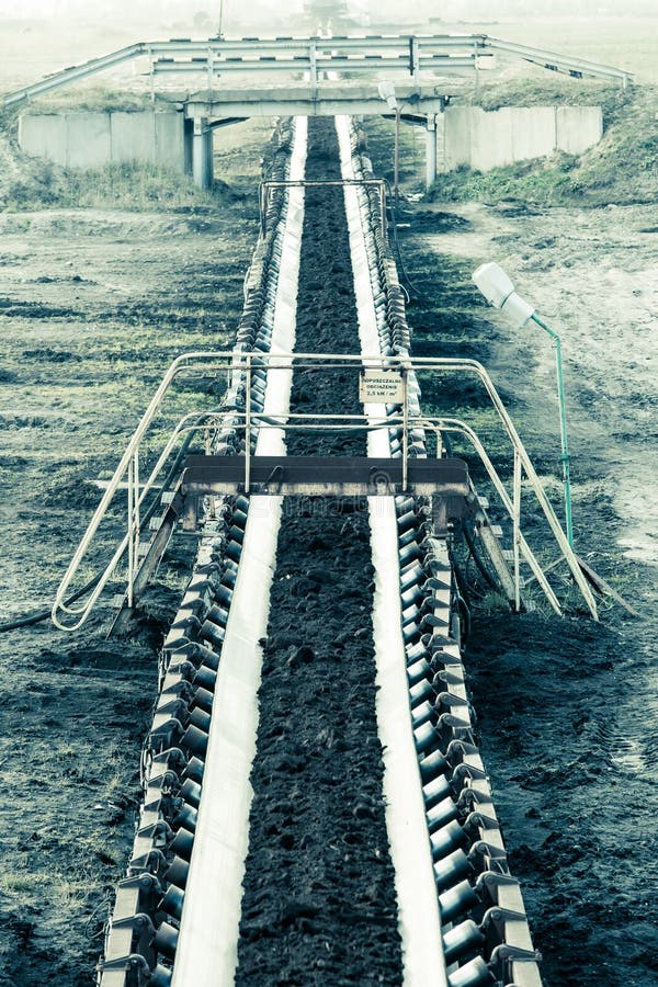 Opencast Brown Coal Mine. Belt Conveyor. Stock Image - Image of open ...