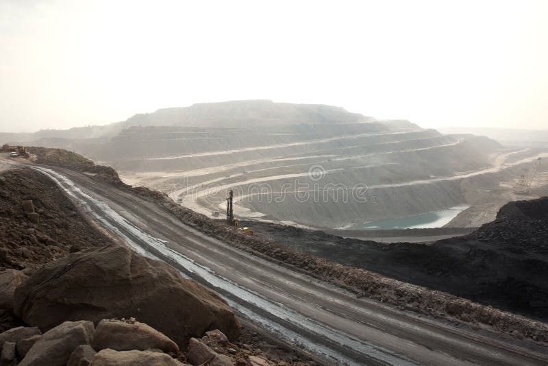 Opencast Coal Mine Showing Benches Stock Photo - Image of coal, fossil ...