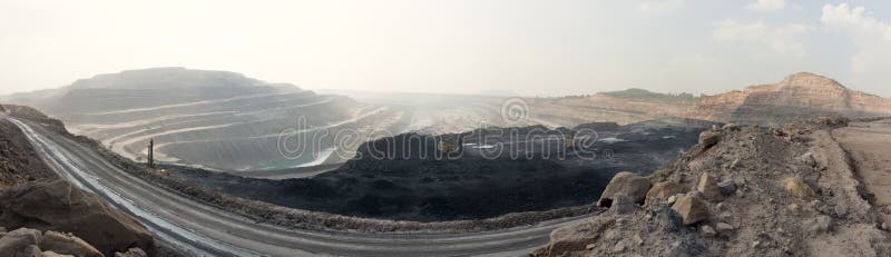 Opencast Coal Mine with Heavy Machine at Work Stock Image - Image of ...