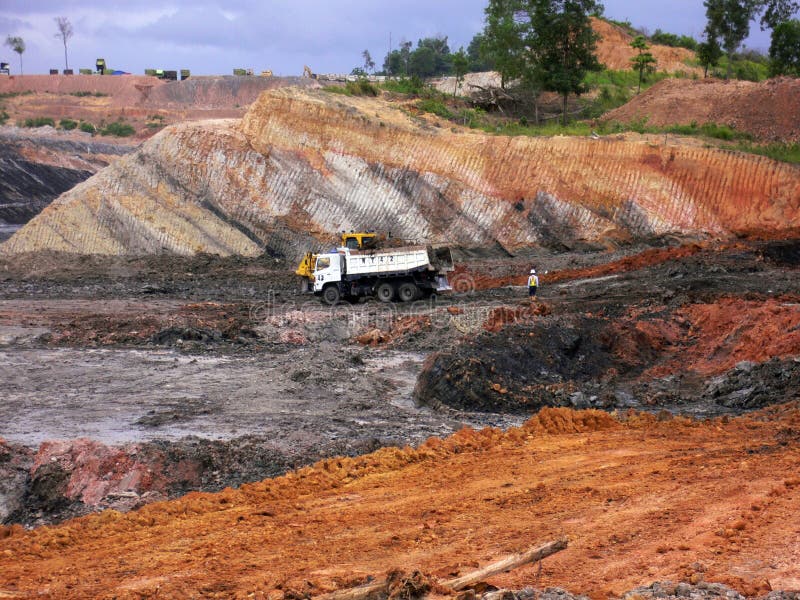Opencast Coal Mining in a Barren Landscape Stock Photo - Image of ...