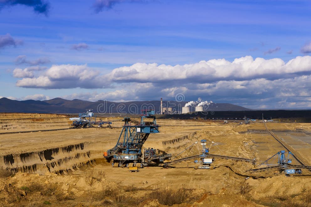 Opencast Mine, Working Machines. Stock Image - Image of machine, large ...