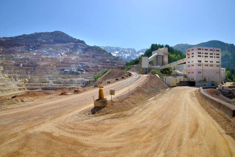 Opencast Mining Quarry in Austrian Alps Stock Photo - Image of sightsee ...