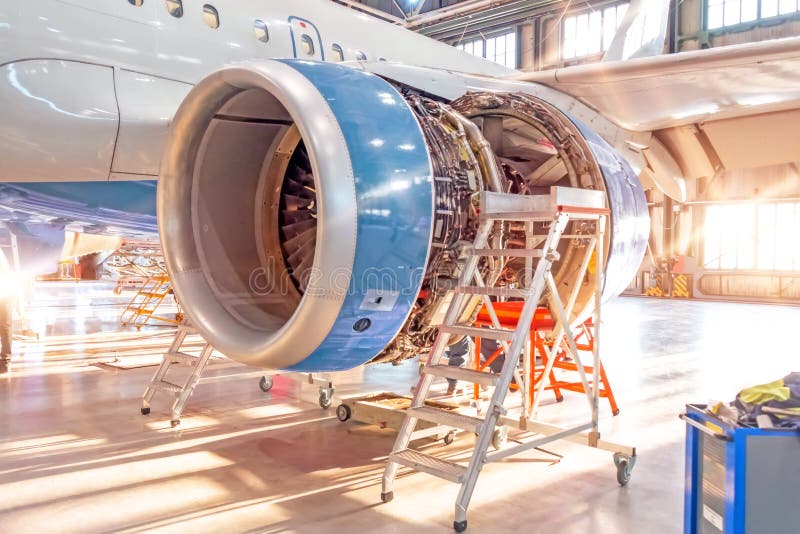 Opened aircraft engine stock image. Image of energy, maintenance - 3045265