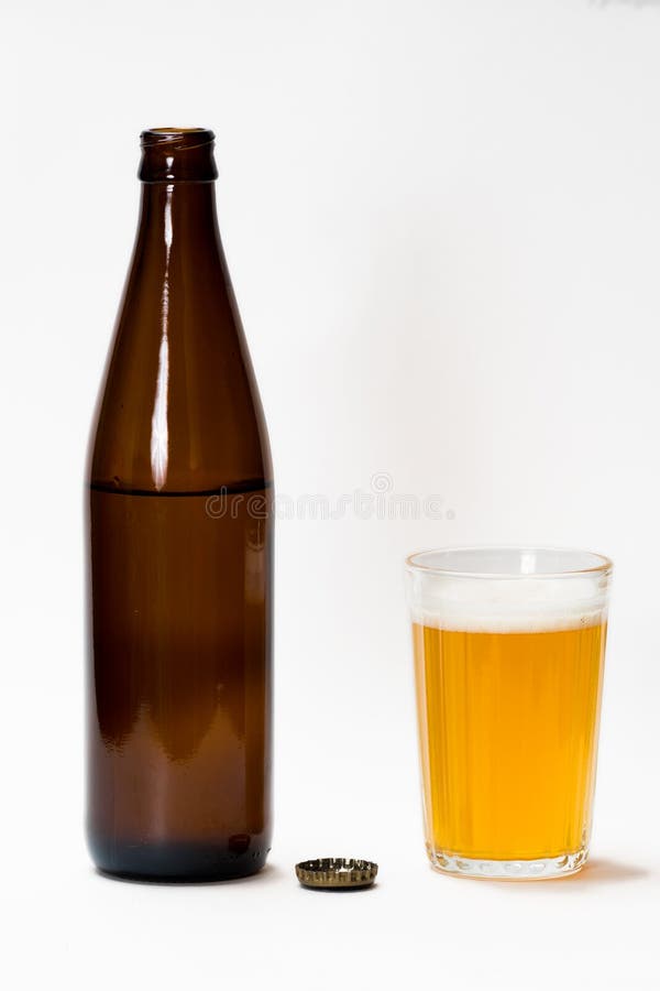 Opened Beer Bottle and Full Glass Stock Image - Image of drink ...