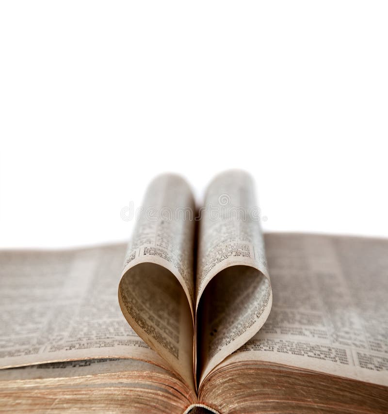 Opened Bible with Heart Shape and Copy Space Stock Photo - Image of ...