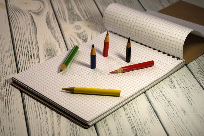 Opened Blank Notebooks with Checkered Tear-off Leaves Stock Photo ...