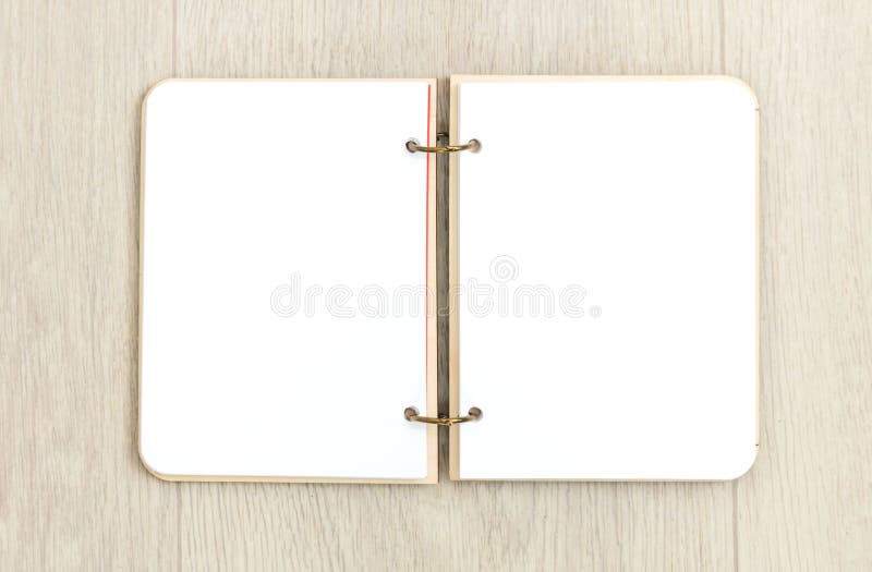 Opened Blank Notepad on Wooden Table Stock Image - Image of blank ...