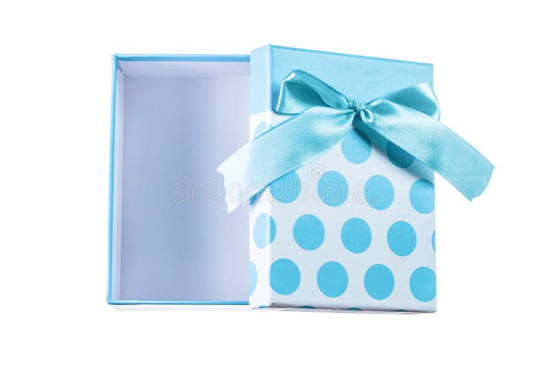 Opened Blue Gift Box Isolated on White Stock Photo - Image of ...