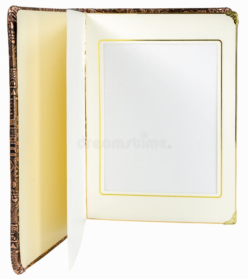Opened Book with Blank Pages and Decorative Frame for Text Stock Photo ...