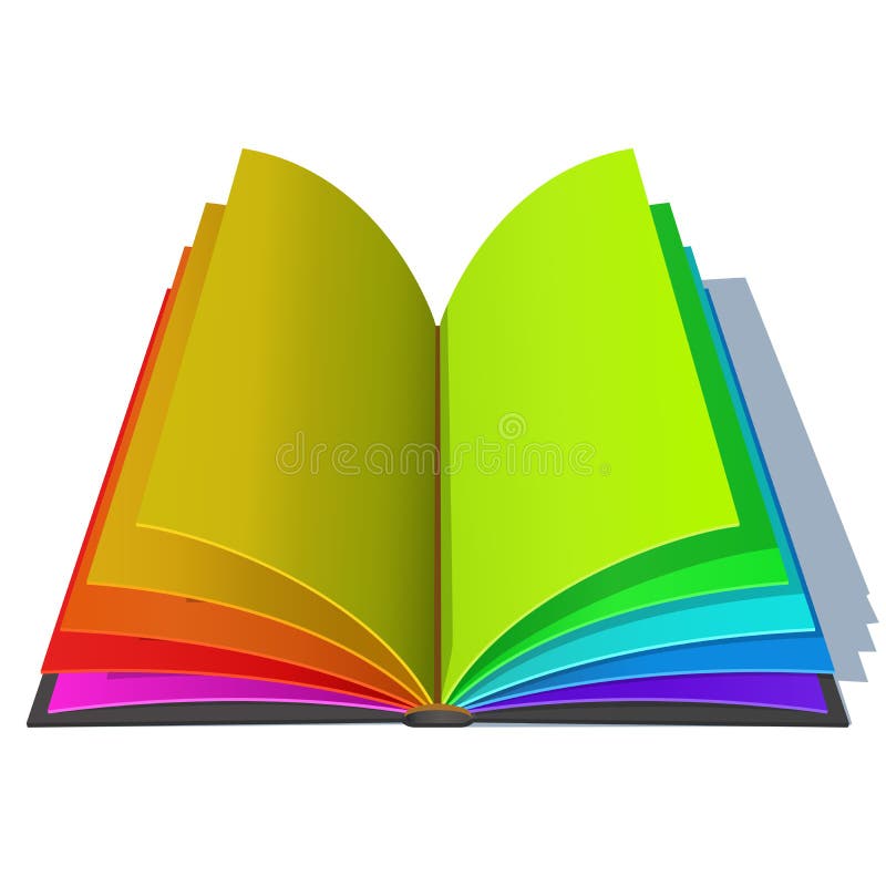 Opened Book with Colorful Rainbow Pages Stock Vector - Illustration of ...