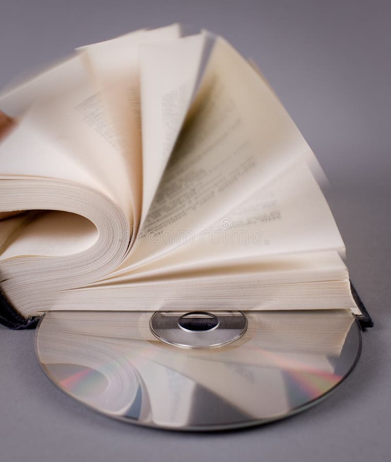 Pile of Books, Open Book, and DVD Disk Stock Image - Image of mpeg ...