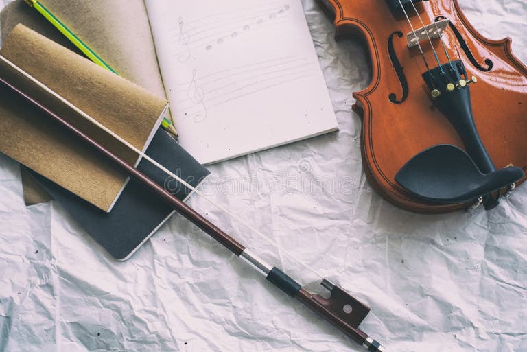 The Opened Book with Drawing Note Put at the Middle of Half Front Side ...