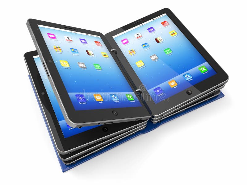 Opened Book or Folder from Tablet Pc Stock Illustration - Illustration ...