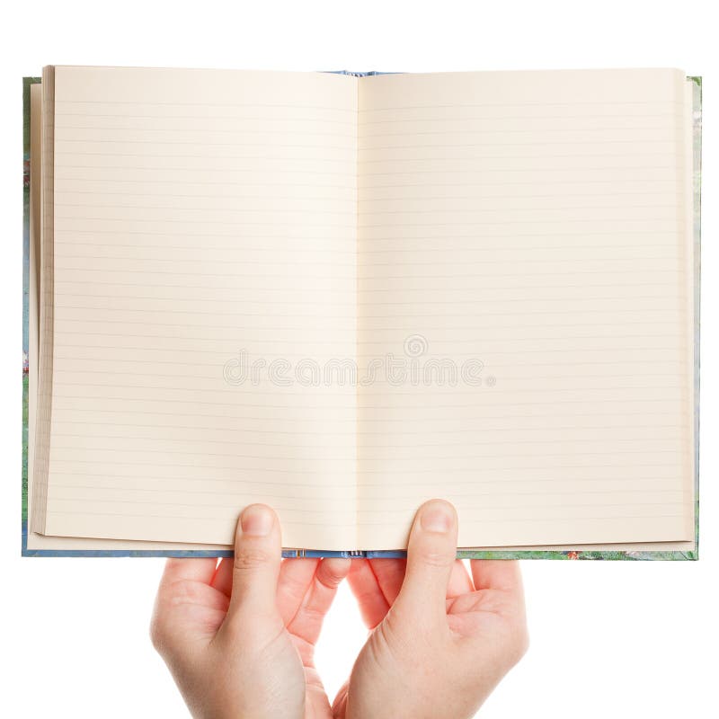 Hands Holding an Open Book with Blank Pages Stock Photo - Image of ...