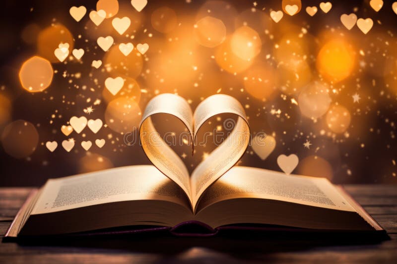 An Opened Book with Heart-shaped Pages Stock Illustration ...