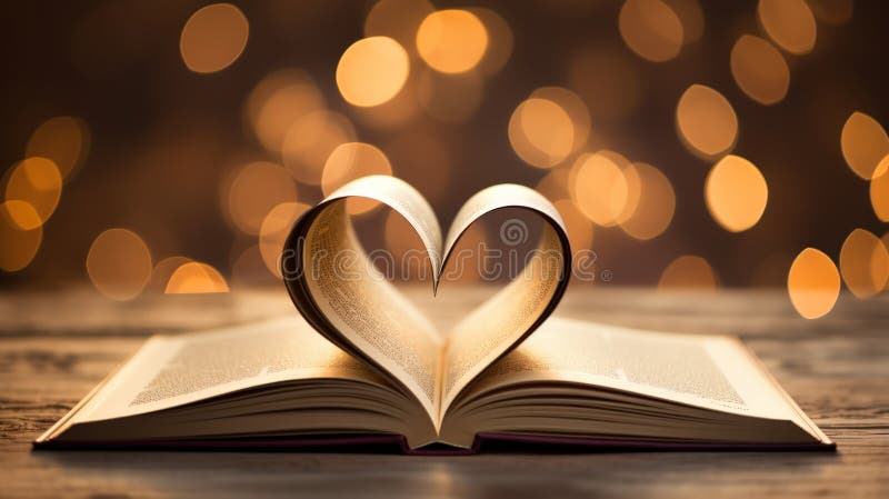 An Opened Book with Heart-shaped Pages Stock Illustration ...