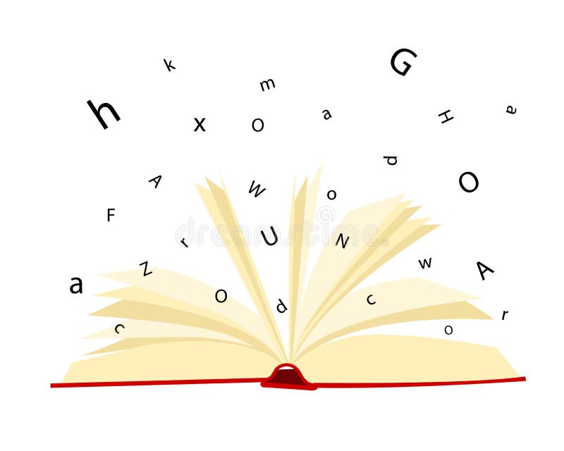 Open book with letters stock illustration. Illustration of letters ...