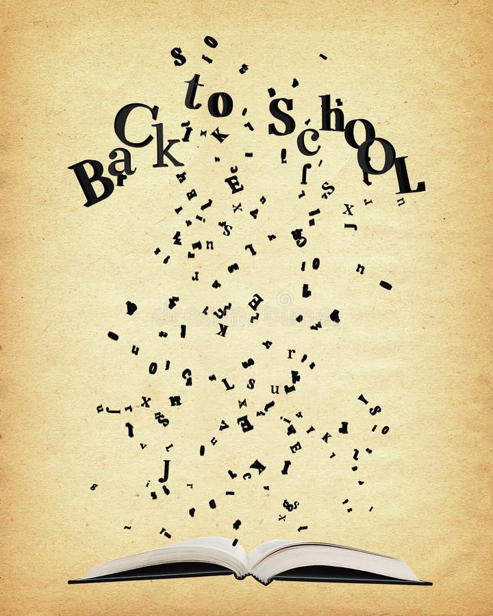 Opened Book with Letters Bursting Out of it Stock Illustration ...