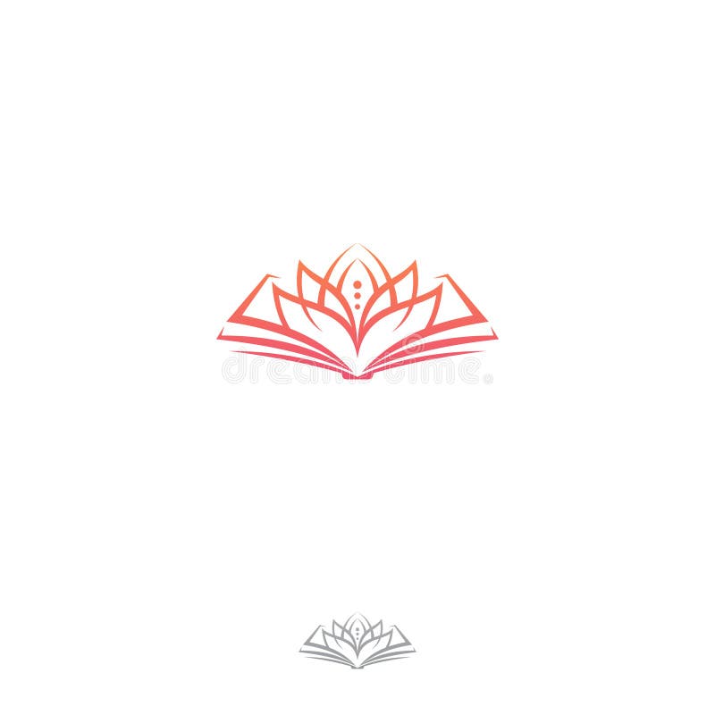 Opened Book with Linear Lotus Logo Design Flat Style Stock Vector ...