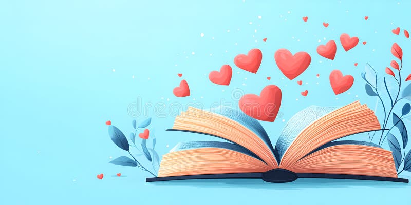Opened Book with Many Hearts Forming a Heart Illustration. Stock ...