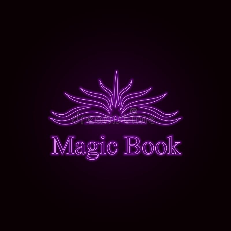 Opened Book with Neon Effect Lettering Magic Book in Purple Color ...