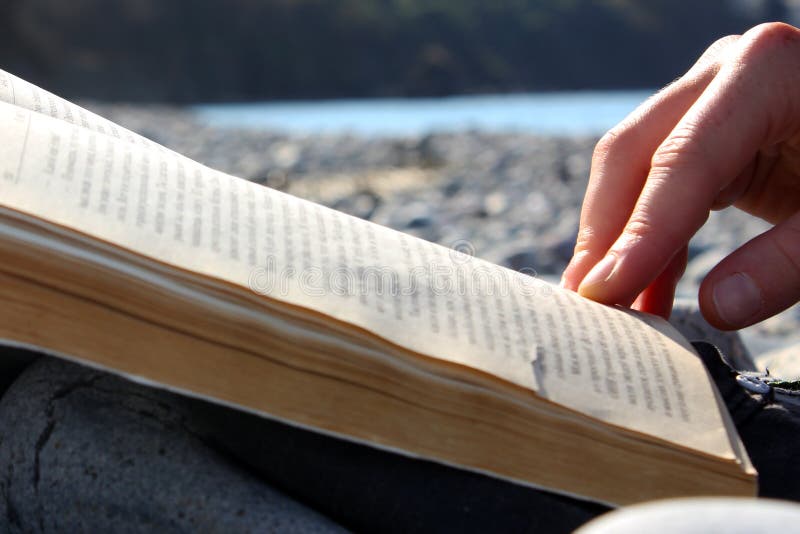 Opened Book on the Rock& X27;s Beach, Letter and Textbook Stock Image ...