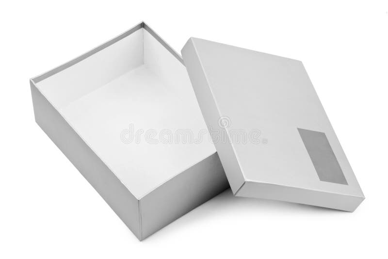 Blank White Open Product Box on Gray Background Stock Photo - Image of ...