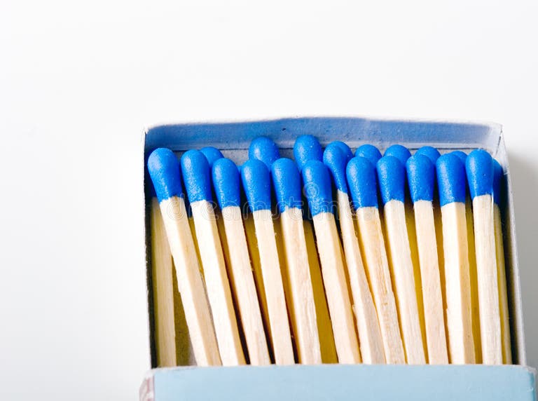 Opened box of blue matches stock photo. Image of objects - 11778398