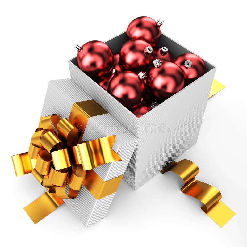 Opened Box Filled by Christmas Baubles Stock Illustration ...