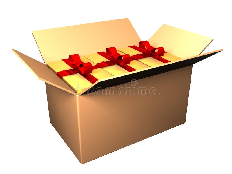 Opened box with gifts stock illustration. Illustration of open - 4269773
