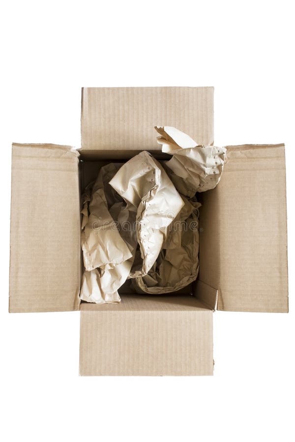 Opened box isolated stock image. Image of deliver, brown - 195046167