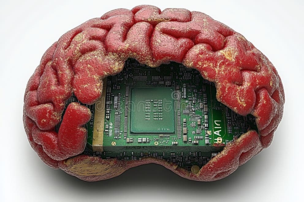 Opened Brain Revealing Circuit Board Inside Symbolizing Artificial ...