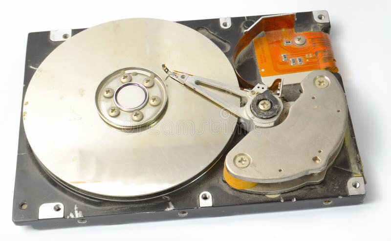 Opened Broken Hard Disk Drive from the Side Stock Photo - Image of ...