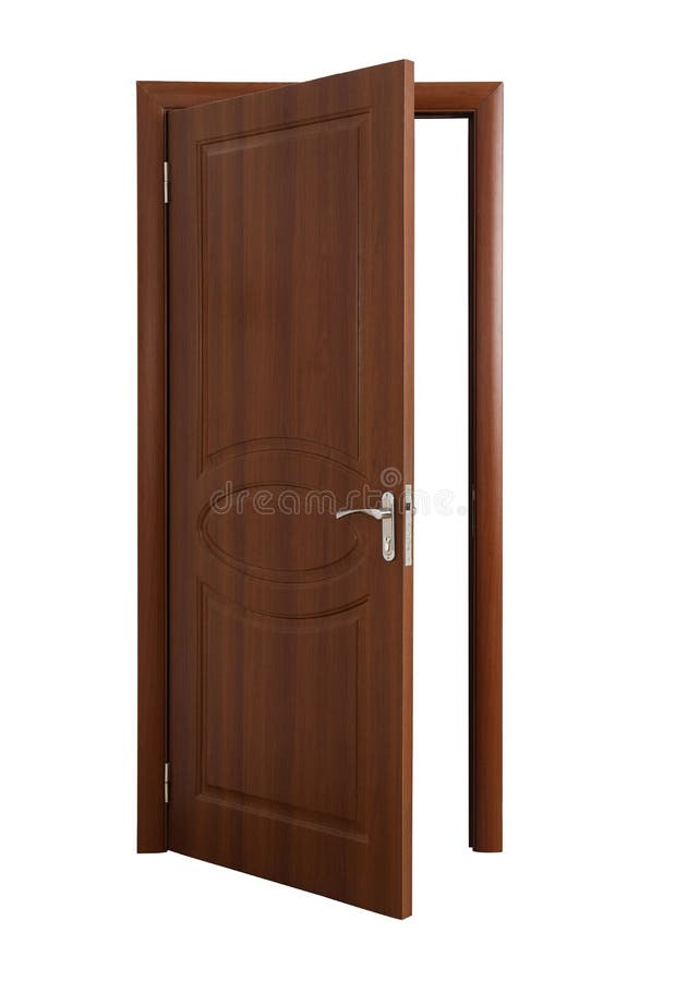 Opened brown wooden door stock photo. Image of house - 138141390