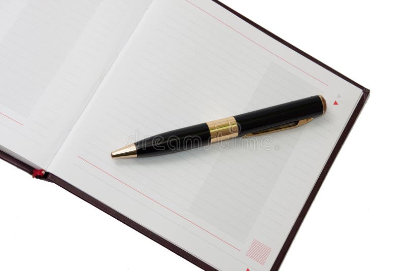 Opened Business Agenda with Golden Pen Stock Photo - Image of business ...