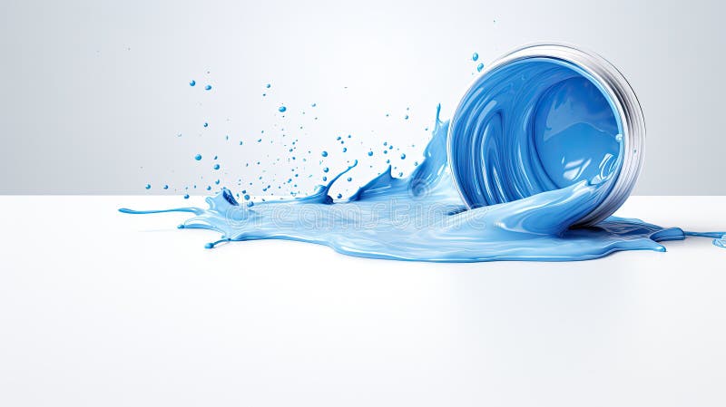 Opened Can of Blue Paint with Splash on White Background Stock Photo ...