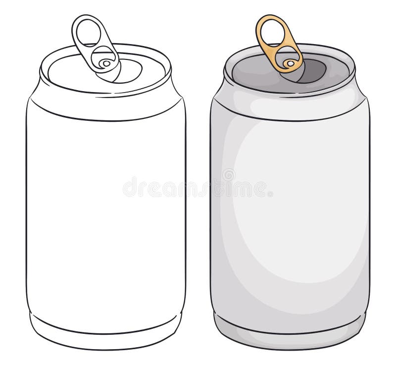 Opened Cans in Outlines and Cartoon Style, Vector Illustration Stock ...