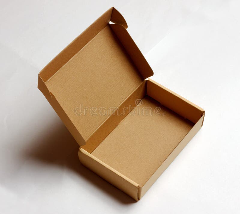 Opened Cardboard Box Isolated on a White Stock Image - Image of ...
