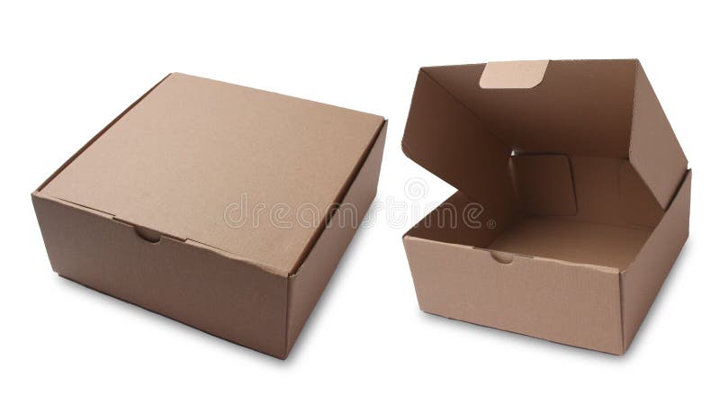 Opened Cardboard Box Mock Up Template, Cut Out Stock Photo - Image of ...