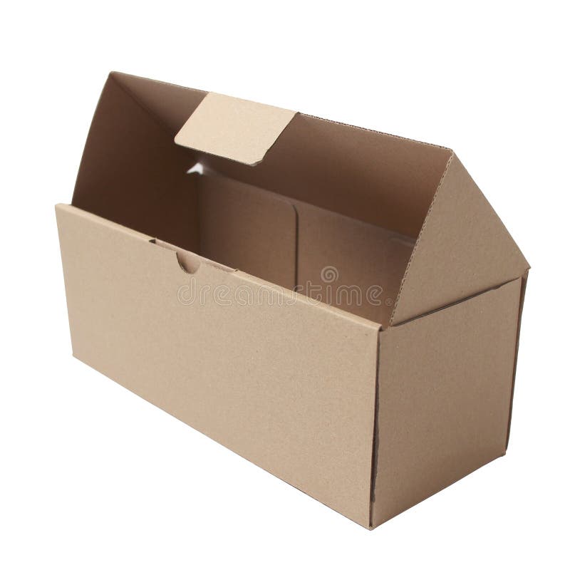 Opened Cardboard Box Mock Up Template, Cut Out Isolated Stock Photo ...
