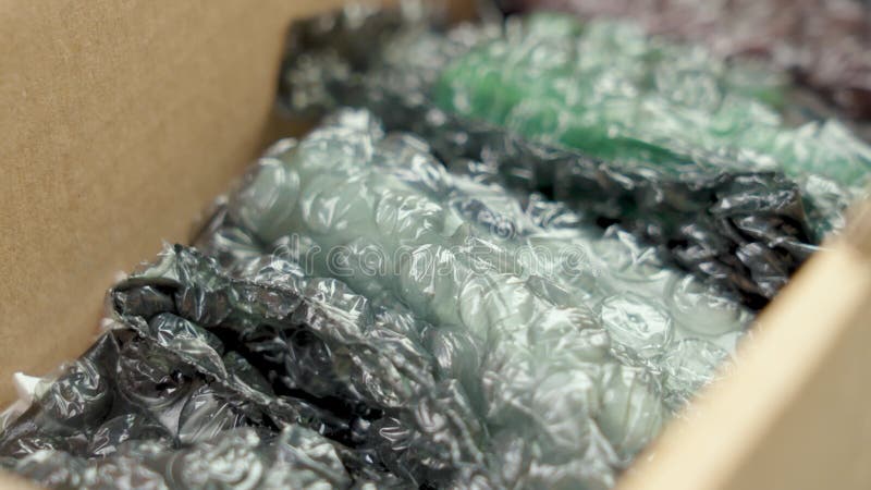 Opened Cardboard Gift Parcel Box with Bubble Wrapped Items Stock ...